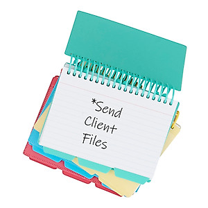 C-Line Spiral Bound Index Card Notebook with Tabs, Includes 60 Ruled 3 x 5 Inch Index Cards, 1 Notebook, Color May Vary (48750)
