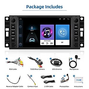 Android Car Stereo for Jeep Wrangler Chrysler 300C Dodge RAM with Apple Carplay and Android Auto, 7 Inch Touch Screen Head Unit with Bluetooth WiFi GPS Mirror Link FM/RDS + Backup Camera