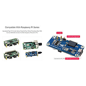 Ethernet/USB HUB HAT for Raspberry Pi 4 B/3 B+/3A+/2B/Zero/Zero W/Zero WH, with 1x RJ45 10/100M Ethernet Port, 3X USB 2.0 Ports Compatible with USB 2.0/1.1