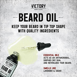 Victory Barber & Brand Beard Oil | End Beardruff with Moisturizing Conditioner for Men | Get Beard Envy | Lightly Scented with Cedar and Lavender | Made in the USA