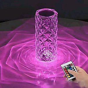 Guiheng Crystal Lamp 16 Color Changing RGB Night Light Touch Lamp USB Romantic LED Rose Diamond Table Lamps for Living Room Party Dinner Decor Creative Lights (Remote & Touch)