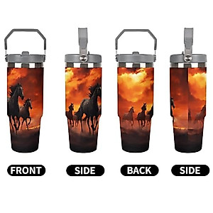 SYJTGDE Large Capacity Car Cup Horses Red Glowing Clouds Fashionable Upgrade Car Cup Advanced And Beautiful Travel Cup