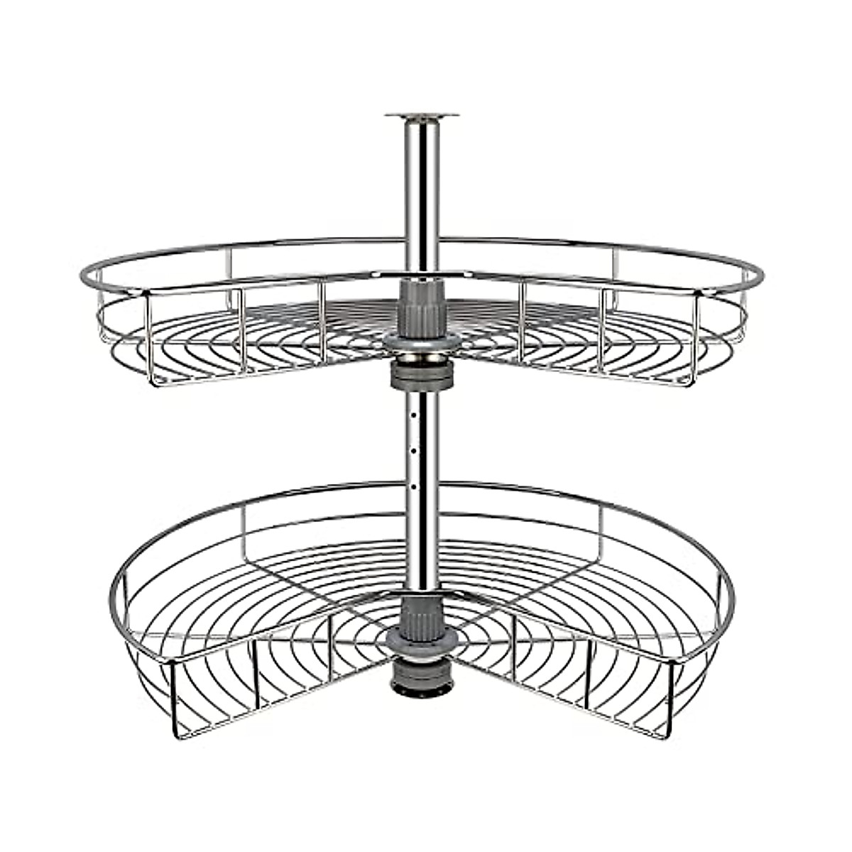 Suninlife Kidney Chrome Lazy Susan Cabinet 32" Kitchen Cabinet Blind Corner 2 Tier Stainless Steel Corner Cabinet Organizer