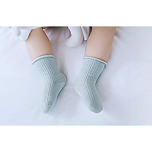 QandSweet Baby Boy Combed Cotton Socks Toddler Ankle Sock Non-Skid for Newborn Infant Childrens (0-6M, 9 Colors)