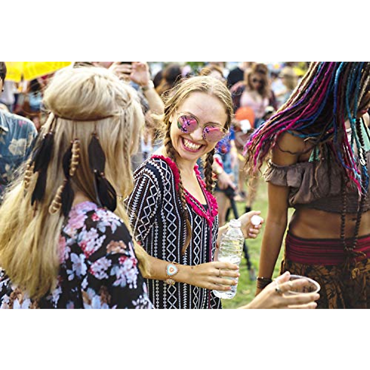 UMBRELLALABORATORY Tribal Organics Earrings Wooden Tropical Feathered Style Fake Gauges