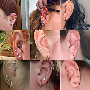 FASACCO 14K Gold Stud Earrings Set Sterling Silver Hypoallergenic Gold Earrings for Multiple Piercing Earrings Studs Set