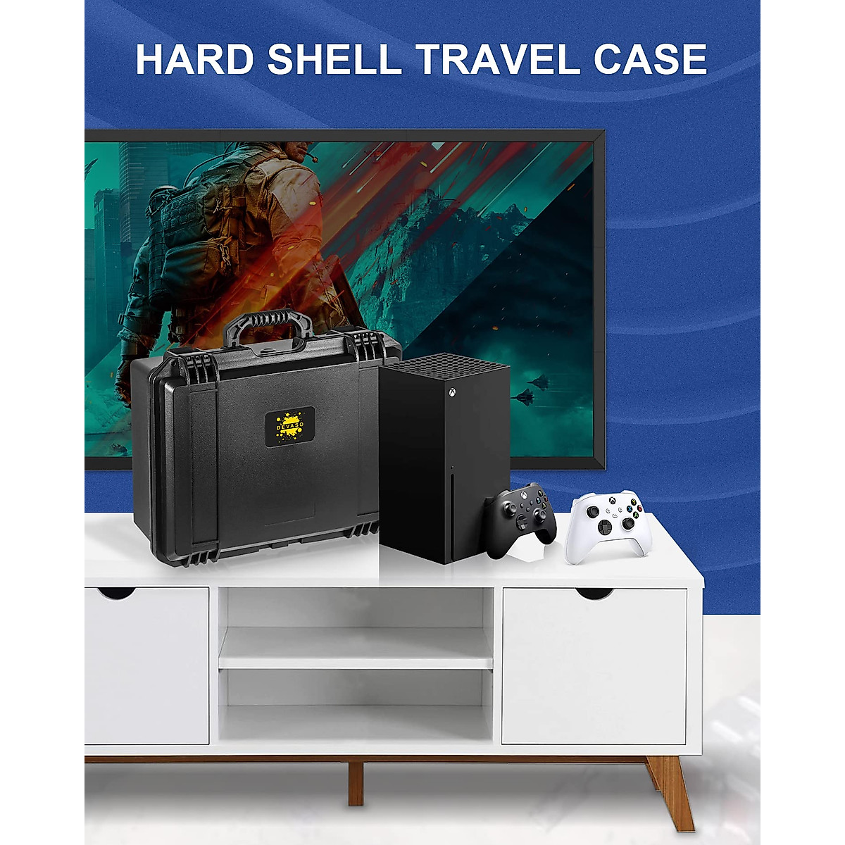 DEVASO Hard Carrying Case Compatible with Xbox Series X, Professional Deluxe Waterproof Case Soft Lining Hard Case for Xbox Series X Console, Controllers, Headset and Other Accessories