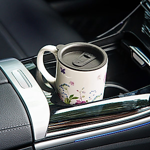 Topadorn Ceramic Mugs Porcelain Latte Tea Cup Coffee Mug with Gift Box,17oz.Pink Garden