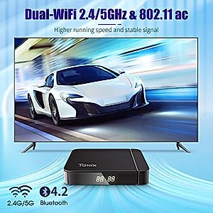 Android TV Box 11.0, Tanix W2 Android TV Box 4GB RAM 32GB ROM with Wireless Keyboard, Android Box with Amlogic S905W2 Quad Core 64 Bits, AV1 4K 3D USB 3.0 BT 4.2 TV Box