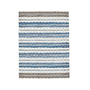 CC Home Furnishings Diamond Shuttle Weave Durrie Denim Area Throw Rug - 2.5' x 4' - Blue and White