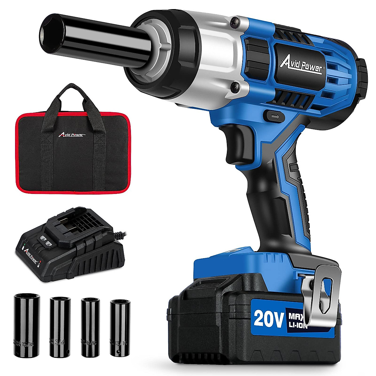 AVID POWER 20V Cordless Angle Grinder w/4.0A Battery & Fast Charger Bundle with 20V Cordless Impact Wrench w/Max Torque 330 ft lbs (450N.m)