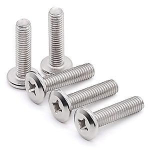 Glvaner (25 pcs) M6-1.0 x 35mm Binding Screws, Flat Round Head Phillips Drive Machine Screw 304 Stainless Steel 18-8 Full Thread, Furniture Screw Connection Bolt Screw