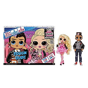 L.O.L. Surprise! OMG Movie Magic Fashion Dolls 2-Pack Tough Dude and Pink Chick with 25 Surprises Including 4 Fashion Looks, 3D Glasses, Accessories and Reusable Playset - Great Gift for Ages 4+