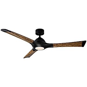 Modern Forms FR-W1814-60L-MB/DK Woody 60 Inch Three Blade Indoor/Outdoor Smart Fan with Six Speed DC Motor and LED Light in Matte Black Finish Works with Nest, Ecobee, Google Home and IOS/Android App,