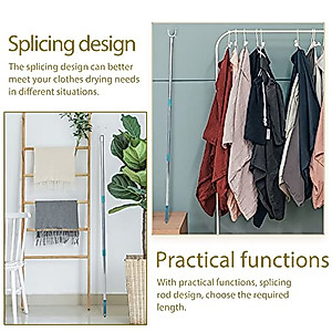 Abaodam 3pcs stitching clothes rail professional dresses specialty tools accessories outdoor closet hooks reach closet pole reach pole hook Clothes Drying Rod Sturdy Clothes Pole CD