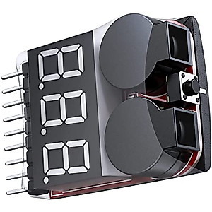 5PCS 2in1 1-8s Lipo Battery Voltage Tester,RC Low Voltage Buzzer Alarm,Battery Monitor Checker Tester for 1-8s Lipo/Li-ion/LiMn/Li-Fe