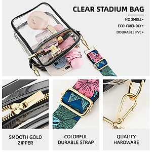 WEIMZC Clear Crossbody Bag Stadium Approved,Adjustable Shoulder Strap Clear Crossbody Purse for Concerts, Festivals, Sports Events (Color17)