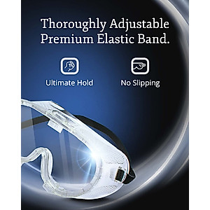 Aqulius Bulk 10 Pack of Safety Goggles - ANSI Z87+ Certified - Perfect Eye Protection for Nurses, Construction, Fabrication, Lab Work, Chemistry Science, Onion Cutting & More!