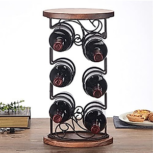 DOUBA Metal Barrel Wine Bottle Rack Decorative Wooden Bracket Wine Rack Home Wine Utensils bar Counter