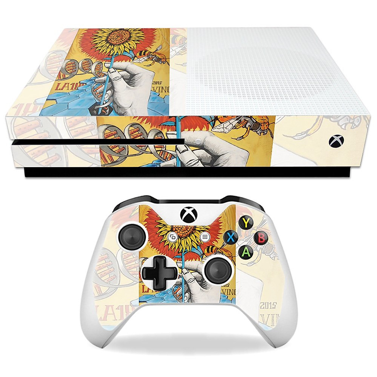 MightySkins Skin Compatible with Microsoft Xbox One S - Sunflower DNA | Protective, Durable, and Unique Vinyl Decal wrap Cover | Easy to Apply, Remove, and Change Styles | Made in The USA
