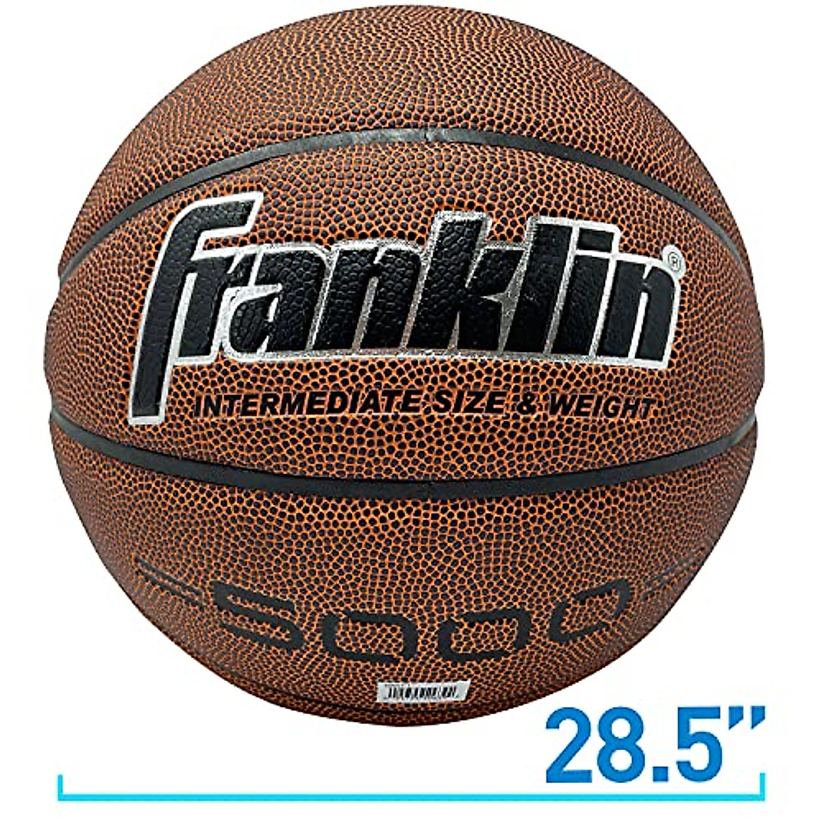 Franklin Sports 5000 Men's + Women's Indoor Basketballs - Official Size 29.5" Inch + 28.5" Inch Men's + Women's Basketball with Air Pump - Composite Indoor Basketballs - Regulation Size BasMketballs