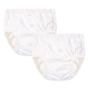 Durio Reusable Swim Diapers Washable Baby Swim Diaper Waterproof Unisex Infant Toddler Swimming Diapers 6-12 Months 02 White & White