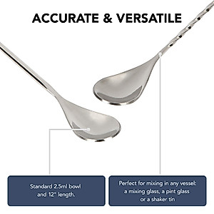 A Bar Above Cocktail kit - Heavyweight Bar Spoons Set of 2 & Mixing Glass (Diamond Cut)
