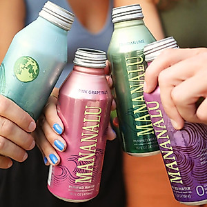 Mananalu Pure Water, Purified Water with Electrolytes in a BPA Free, Eco-Friendly, and Infinitely Recyclable 16 oz. Resealable Aluminum Bottle (12-Pack)