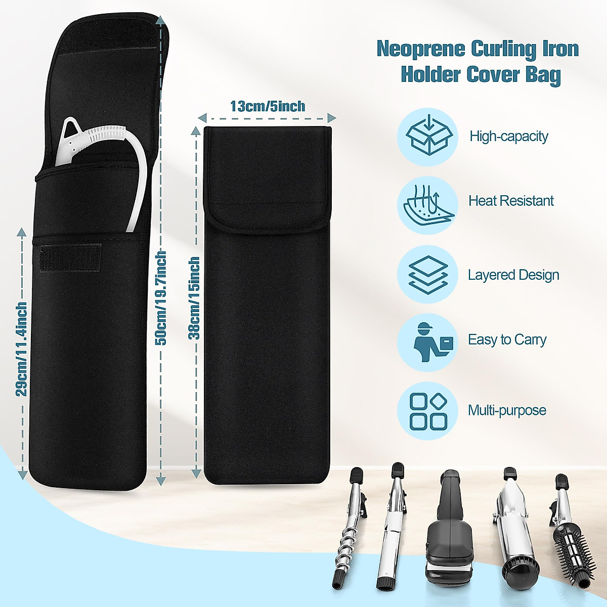 ALEIFLE Heat-Resistant Storage Bag Travel Case Cover Pouch for Hair Straightener Curling Iron Flat Iron