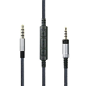NewFantasia Headphone Cord Audio Cable with Lock Connector for Sennheiser Momentum, Momentum 2.0, Momentum 3, HD1 Headphone, Remote Volume Control Mic for Samsung Galaxy Huawei Android Phone