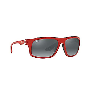 Ray-Ban RB4364M Scuderia Ferrari Collection Aviator Sunglasses, Red/Grey Mirrored Silver Gradient, 61 mm