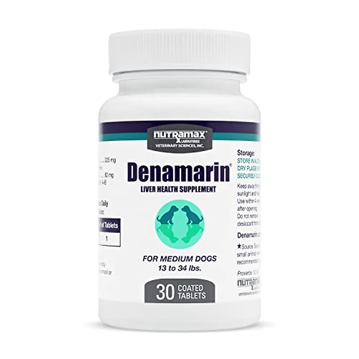 Nutramax Laboratories Denamarin Liver Health Supplement for Medium Dogs - With S-Adenosylmethionine (SAMe) and Silybin, 30 Tablets