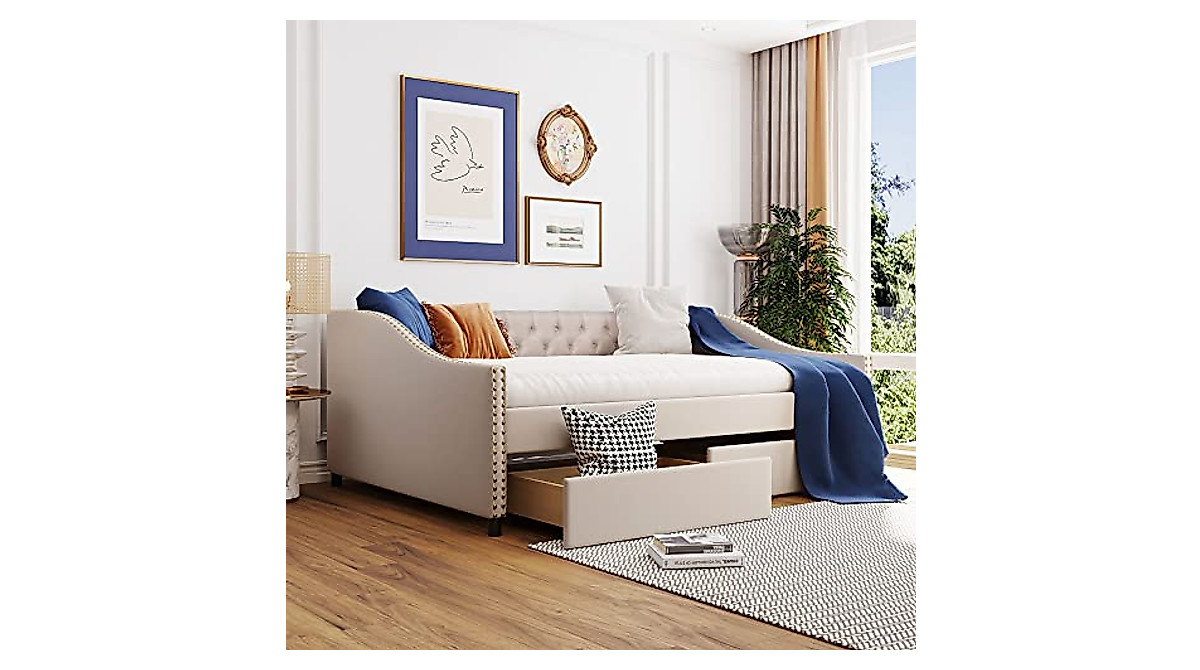 Elegant Full Daybed with Storage Drawers - Sofa Bed Comfort