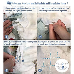 Muslin Soft Swaddle Blankets, Muslin Quilt Baby Blanket for Boy Girl Toddler Daycare, Multiple Layer Swaddle Wrap, 70% Bamboo 30% Cotton, Practical Size 43X45inchs (Rainbow Unicorn)