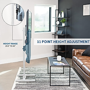 VIVO Height Adjustable TV Floor Stand for 13 to 50 inch Screens up to 44 lbs, LCD LED OLED 4K Smart Flat and Curved Monitor Panels, Max VESA 200x200, White, STAND-TV07-W
