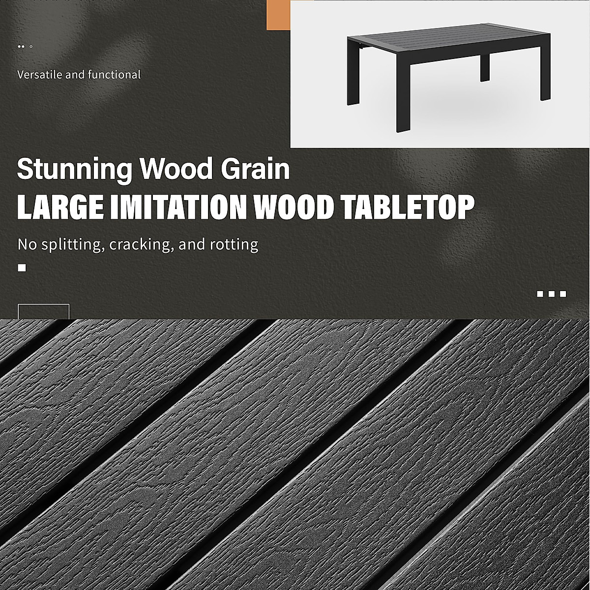 Solaste Aluminum Patio Furniture Set, 5 Seats Modern Outdoor Conversation Set Sectional Sofa with Upgrade Cushion and Coffee Table,Black Frame and Blue Cushion