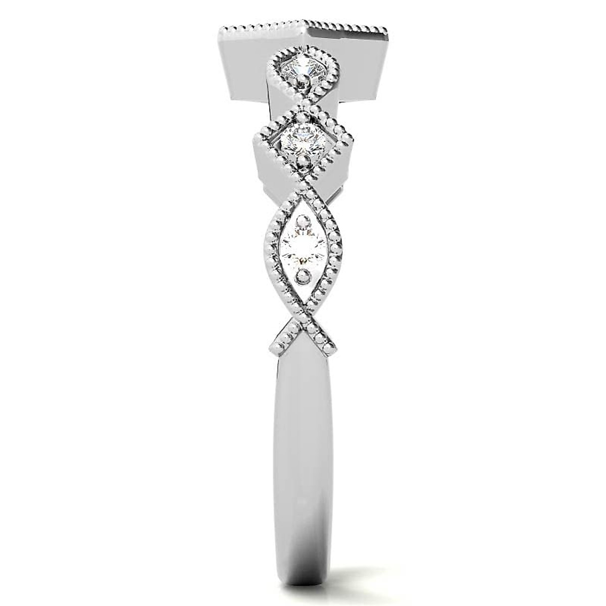 Excellent Round Brilliant Cut 0.16 Carat, Moissanite Diamond Promise Band, Prong Set, Eternity Sterling Silver Band, Valentine's Day Jewelry Gift for Her, Customized Band (4.5)