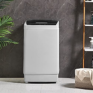 Voohek YC147 Top Loading Compact Fully Automatic Machine, 1.24 Cu.ft with LED Display 8 Water Levels 10 Wash Programs for Dorms, RVs, Camping