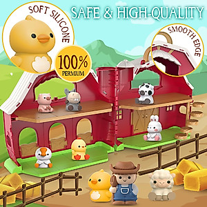 AuroTops Toys for 1 2 3 Years Old Boys and Girls, Big Barn Toy with Farm Animal, Preschool Montessori Toy, Farm Pretend Playset with Big Red Barn & Farmer, Easter Gift Toy for Toddlers