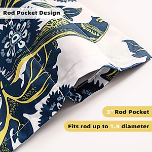 DriftAway Bird Tree Floral Flower Leaf Lined Thermal Insulated Energy Saving Window Curtain Valance for Living Room Bedroom Kitchen 2 Layer Rod Pocket 52 Inch by 14 Inch Plus 2 Inch Header Navy