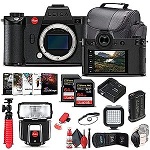 Leica SL2-S Mirrorless Digital Camera (Body Only) (10880) + SF40 Flash + 2 x 64GB Memory Card + Corel Photo Software + Card Reader + LED Light + Case + Deluxe Cleaning Set + Flex Tripod + More