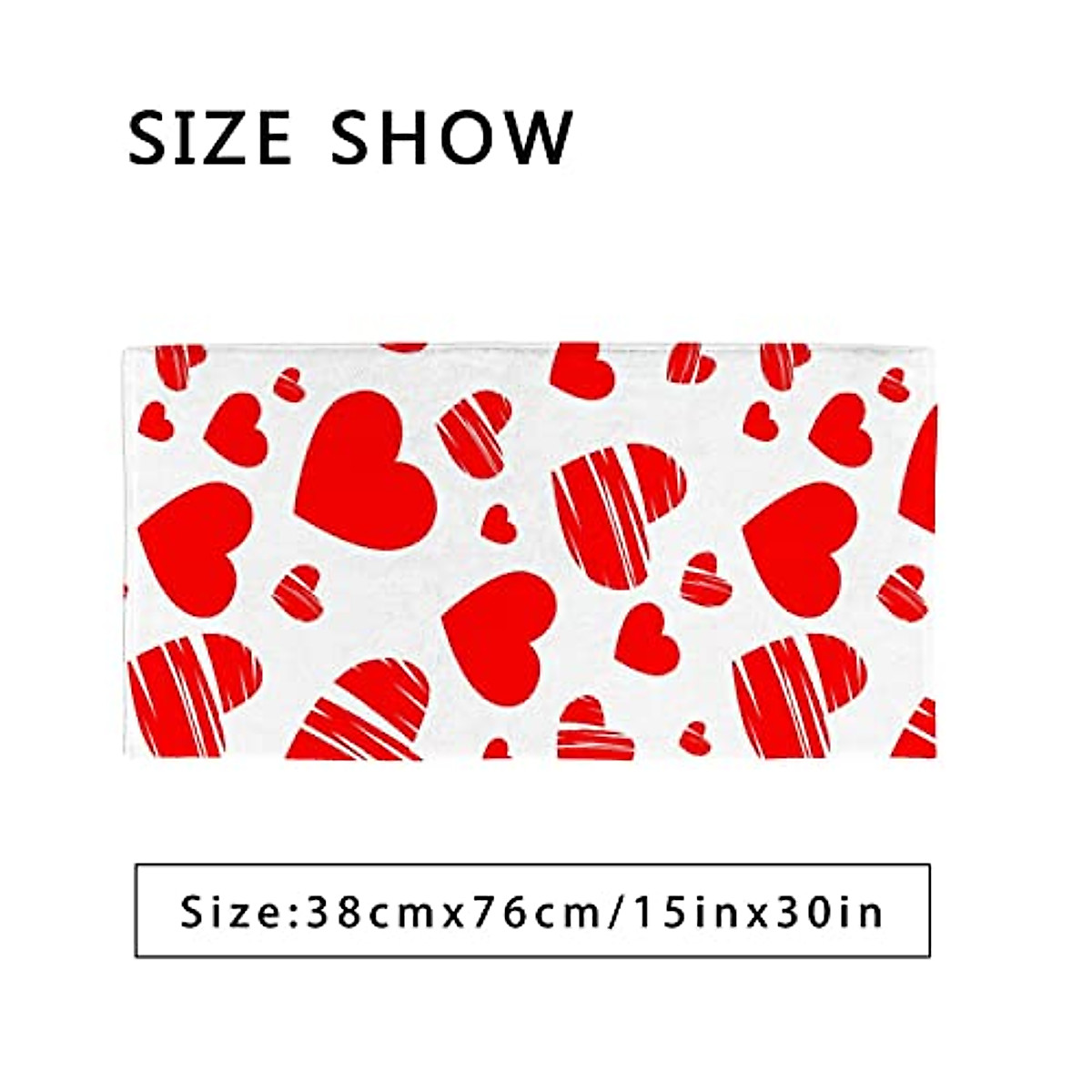 My Little Nest Red Hearts Simple Love Hand Towels Soft Bath Towel Absorbent Kitchen Fingertip Towel Quick Dry Guest Towels for Bathroom Gym Spa Hotel and Bar 30 x 15 Inch