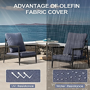 PATIOHIT Outdoor Chair Cushions Waterproof Indoor Furniture Seat Cushions Patio Cushions for Sofa Couch Outdoor Furniture with Removable Cover Deep Seat & Back Cushion (22 x 21 Inch, Sky)