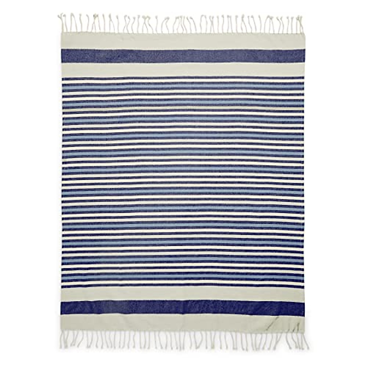 Vera Bradley Women's Recycled Cotton Indoor/Outdoor Throw Blanket, Seaside Stripe Navy - Recycled Cotton, One Size