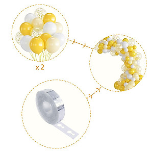 Yellow and White Balloons, 70pcs Yellow Balloons for Birthday Baby Shower Sunflower Honeybee Theme Party Supply…