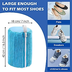 Generic 2PCS-Shoes Laundry Bag, 7.4 x 15 inch Shoe Washing Machine Bag, Reusable and Durable Zipper Plush Shoe Washing Bag for Shoes, Sneakers, Trainers, Tennis Shoes, Large, Blue