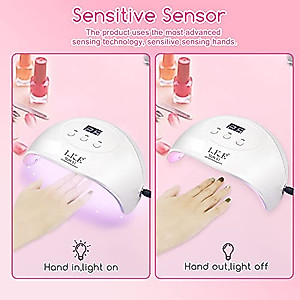 UV Light for Nails,UV LED Nail Lamp,Wisdompark Nail Dryer 72 W Professional Nail UV Light for Gel Polish with Adapter Gel Nails 3 Timers (Large)