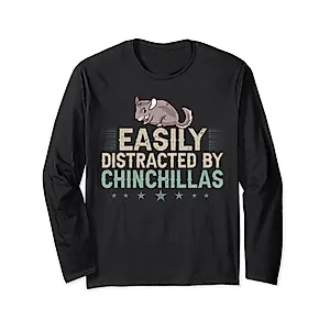 Chinchilla Animals Funny Pet Cute Rodent Cage Wheel Long Sleeve T-Shirt