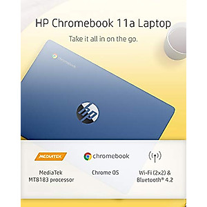 HP Chromebook 11-inch Laptop - MediaTek - MT8183 - 4 GB RAM - 32 GB eMMC Storage - 11.6-inch HD Display - with Chrome OS™ - (11a-na0030nr, 2020 model, Indigo Blue)