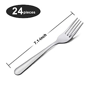 24 Pieces Dinner Forks Set (7.1 inch), Unokit Silver Stainless Steel Dinner Forks Set of 24, Forks Silverware, Flatware Forks for Home, Kitchen or Restaurant - Mirror Polished, Dishwasher Safe 